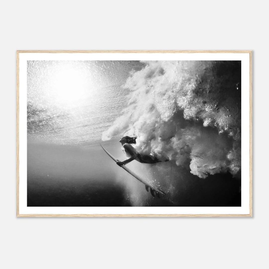 Fine Art Black and White Surf Print - Ocean Wave Surfer Framed ...
