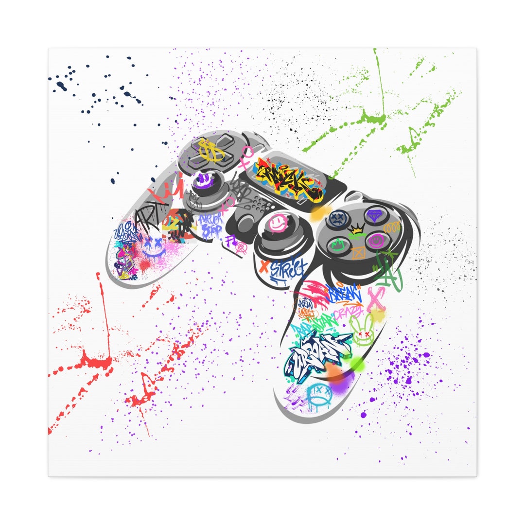 Graffiti Style Gaming Console Controller Canvas Print Gamer Wall Decor ...