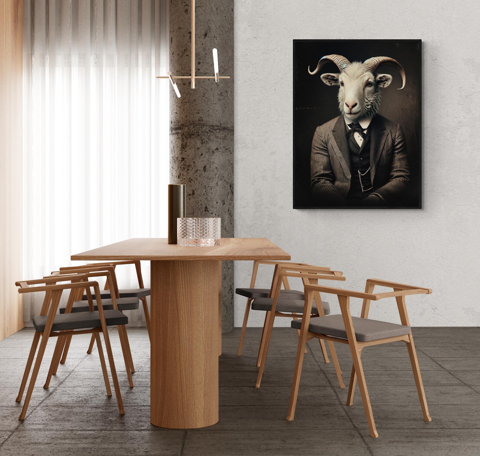 Classic Goat Portrait in Suit - Unique Vintage Photo Art, Framed Canvas ...
