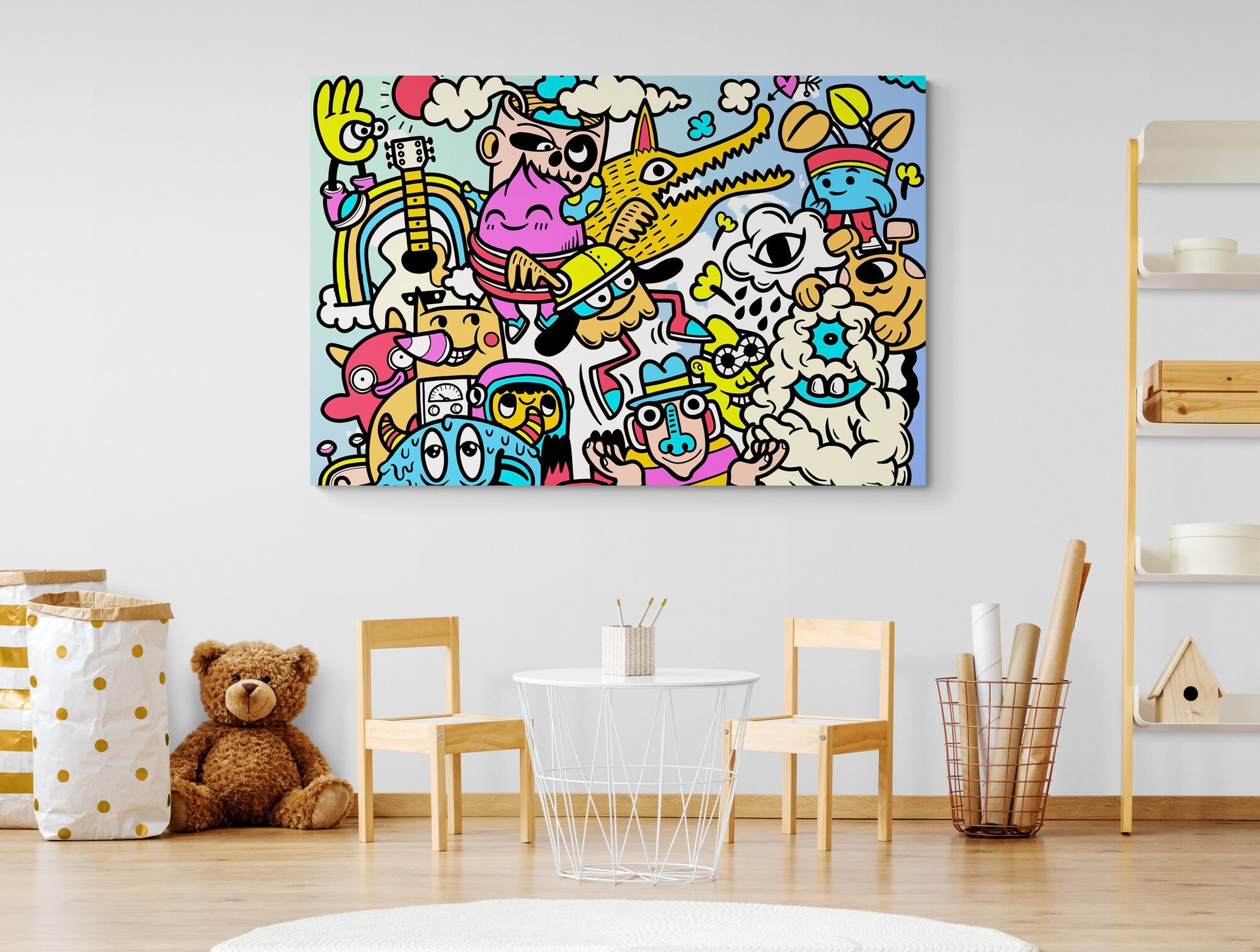 Colorful Comic Cartoon Characters Wall Art Colorful Cartoon - Etsy