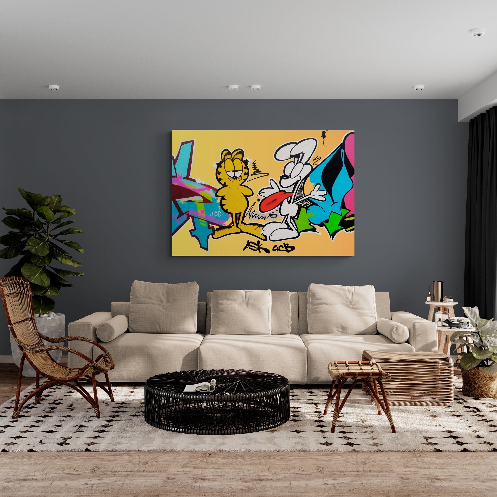 Fine Art Comic Cartoon Characters Canvas Print - Graffiti Abstract ...