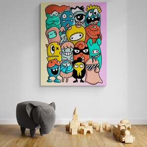 Pop Art Comic Monster Cartoon Characters Canvas Wall Art - Comic and ...