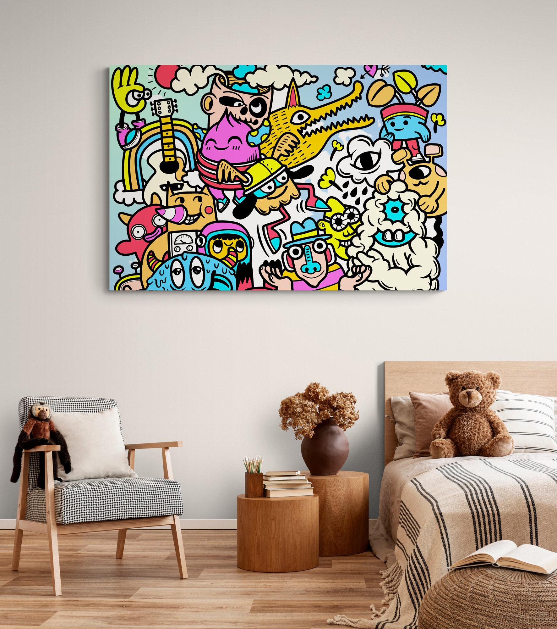 Colorful Comic Cartoon Characters Wall Art Colorful Cartoon - Etsy