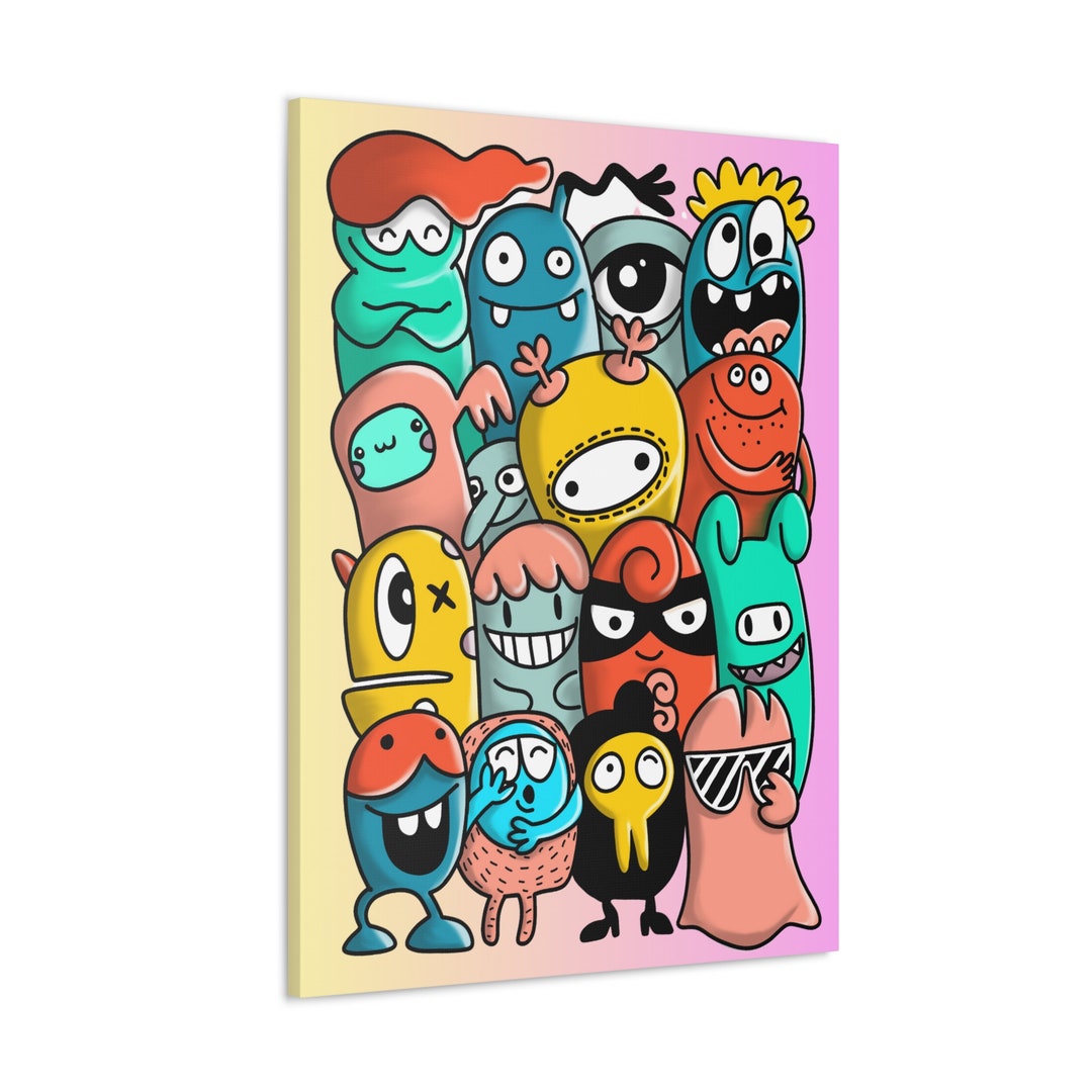 Pop Art Comic Monster Cartoon Characters Canvas Wall Art - Comic and ...
