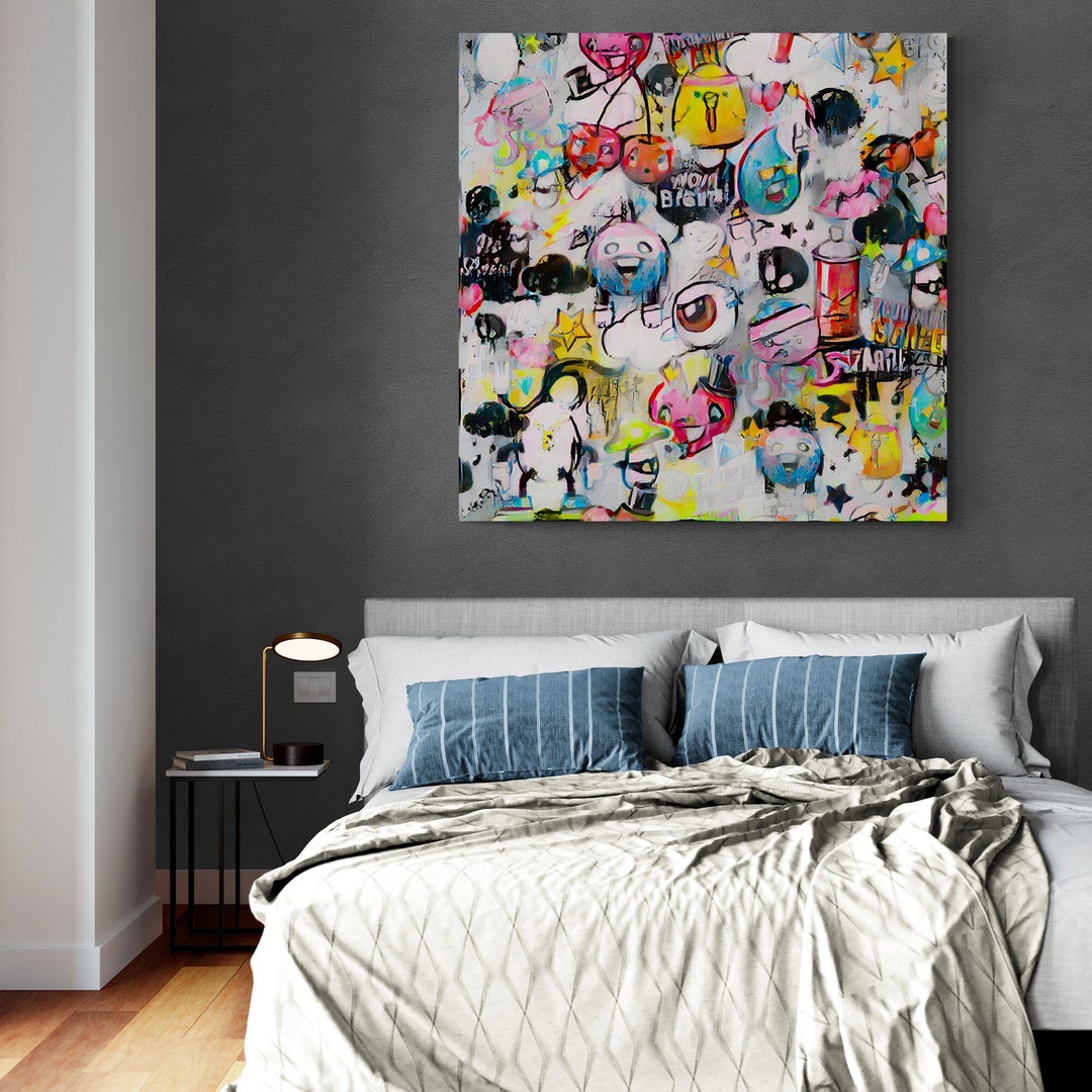 Abstract Graffiti Canvas Painting - Colorful Street Art for Industrial ...