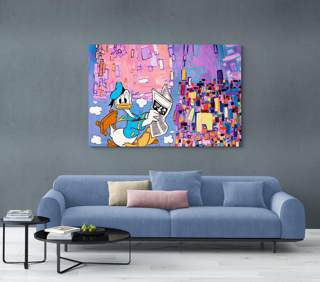 Fine Art Mixed Media Donald Duck Abstract Colorful Cartoon Wall Art ...