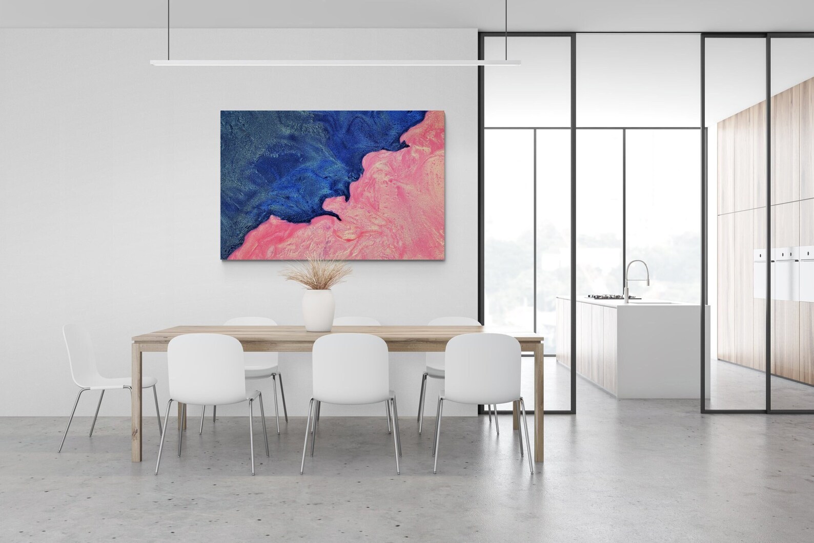 Split Colors - Blue and Pink Color Split - Abstract Canvas Wall Art ...