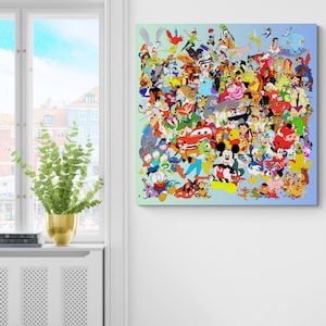 Abstract Disney Cartoon Characters Canvas Wall Art - Fun and Playful ...