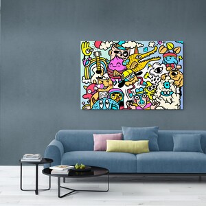 Colorful Comic Cartoon Characters Canvas Wall Art Print - Colorful ...