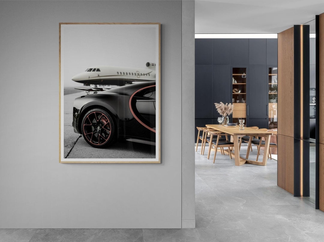 Fine Art Bugatti Supercar and Private Jet Print - Framed Fine Art ...