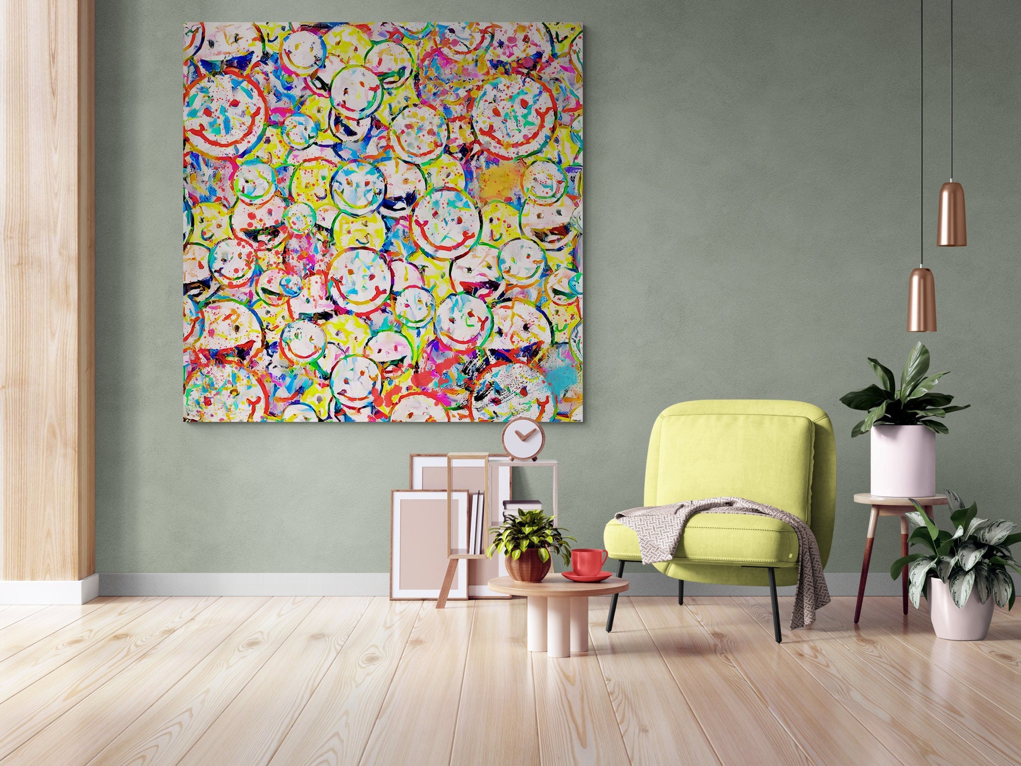 Abstract Art With Emoji Faces - Colorful and Fun Wall Decor for Modern ...