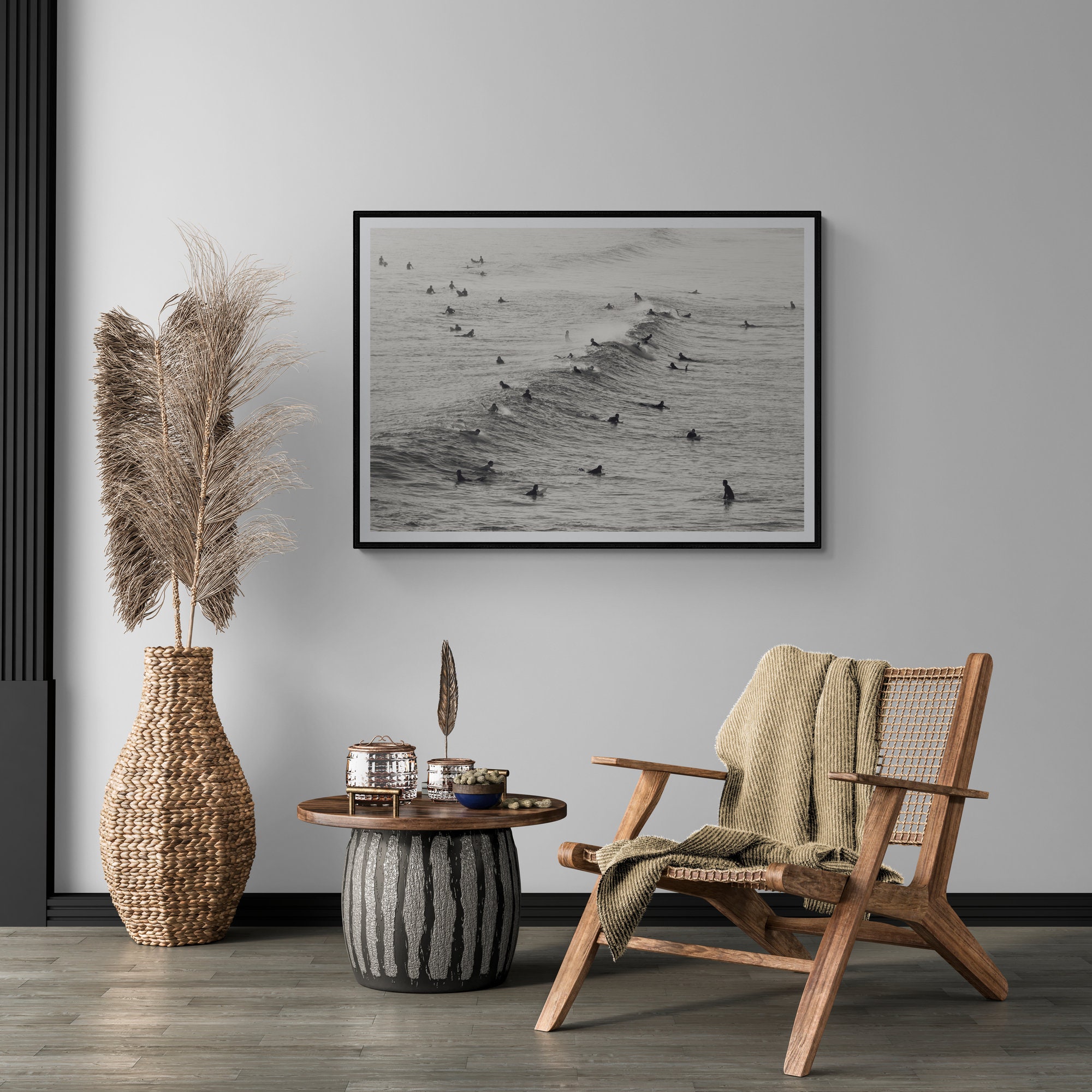 Black and White Vintage Surfing Photography Print – Framed Coastal Wall ...