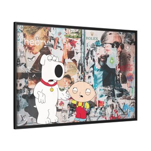 Fine Art Family Guy Cartoon Mixed Media Graffiti Print - Framed Canvas ...