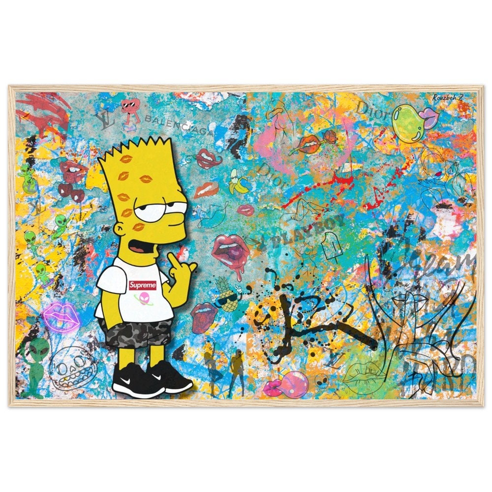 Graffiti Style Simpsons Cartoon Mixed Media Poster Wall Art Colorful ...
