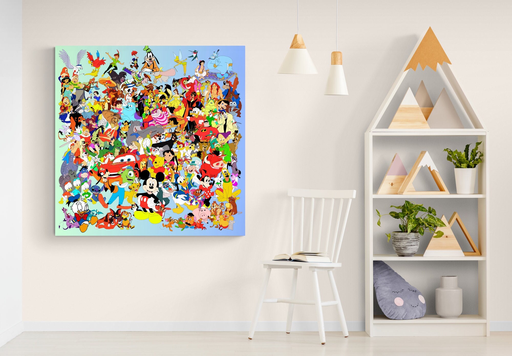 Abstract Disney Cartoon Characters Canvas Wall Art Fun and - Etsy