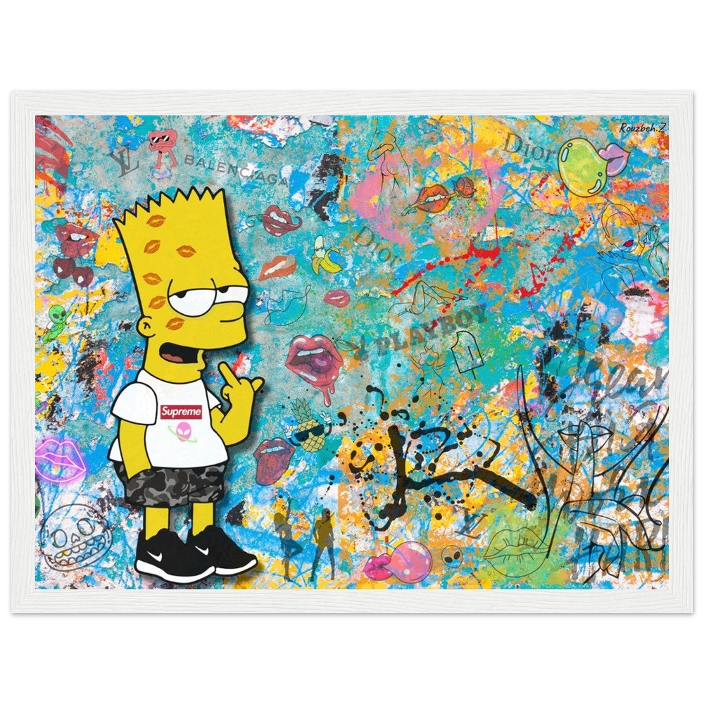Graffiti Style Simpsons Cartoon Mixed Media Poster Wall Art Colorful ...