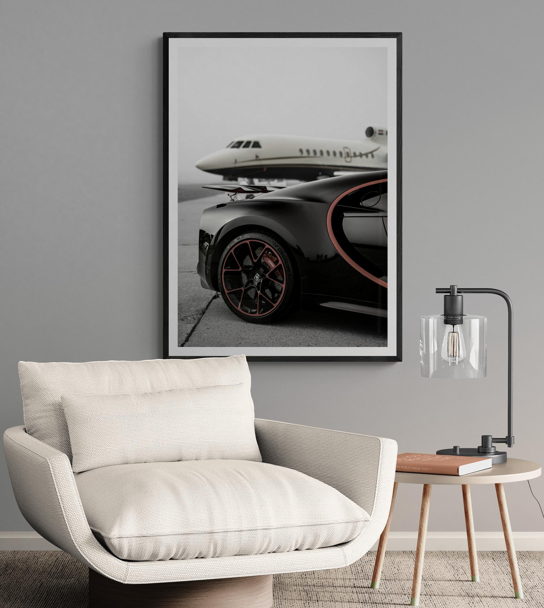 Fine Art Bugatti Supercar and Private Jet Print - Framed Fine Art ...