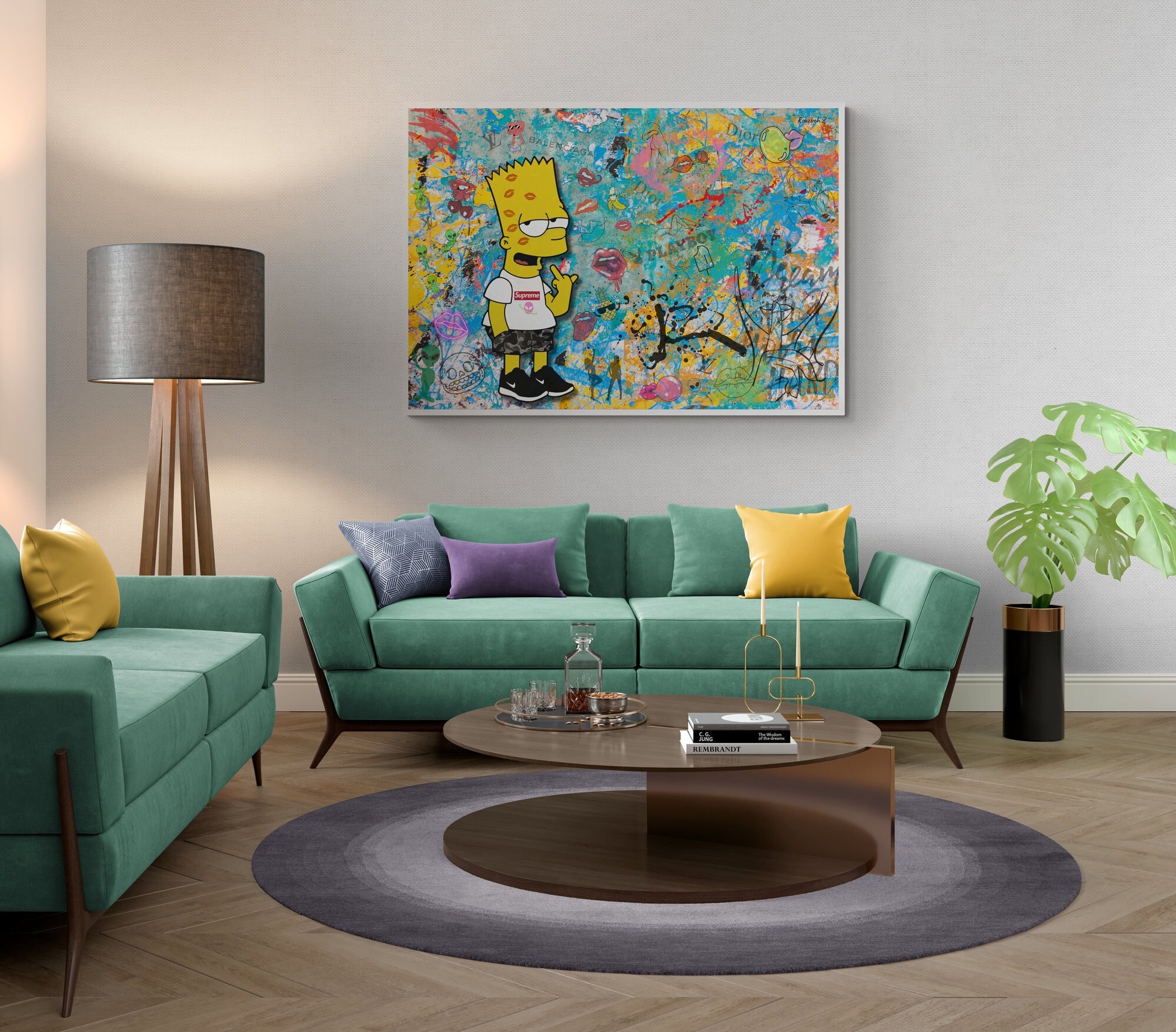 Graffiti Style Simpsons Cartoon Mixed Media Poster Wall Art Colorful ...