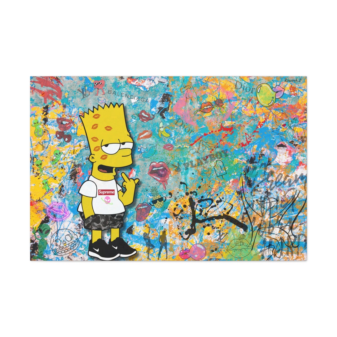 Colorful Graffiti Style Cartoon Mixed Media Wall Art - Colorful ...