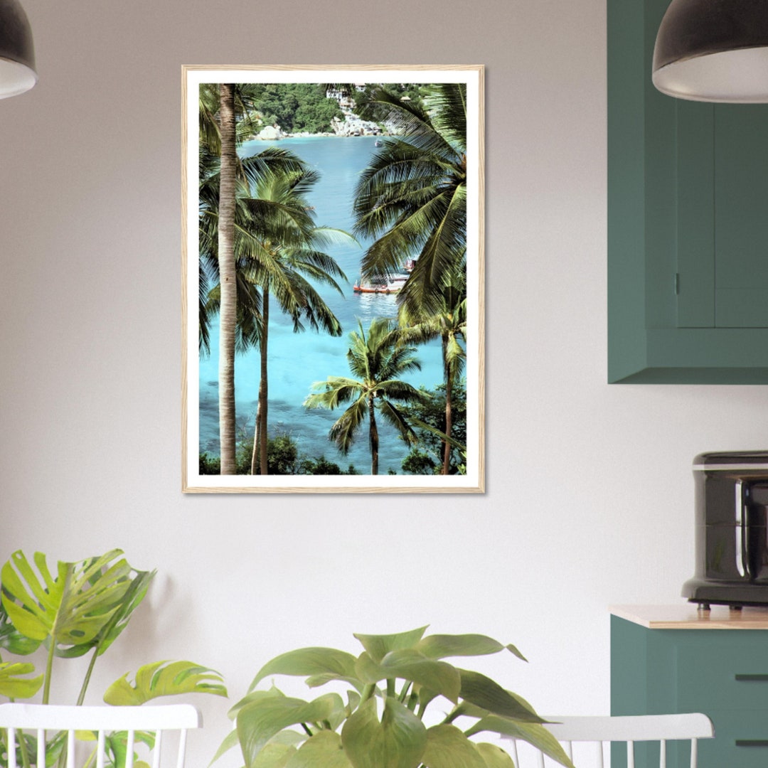 Fine Art Ocean View Print - Ocean Tropical Palm Trees Framed Fine Art ...