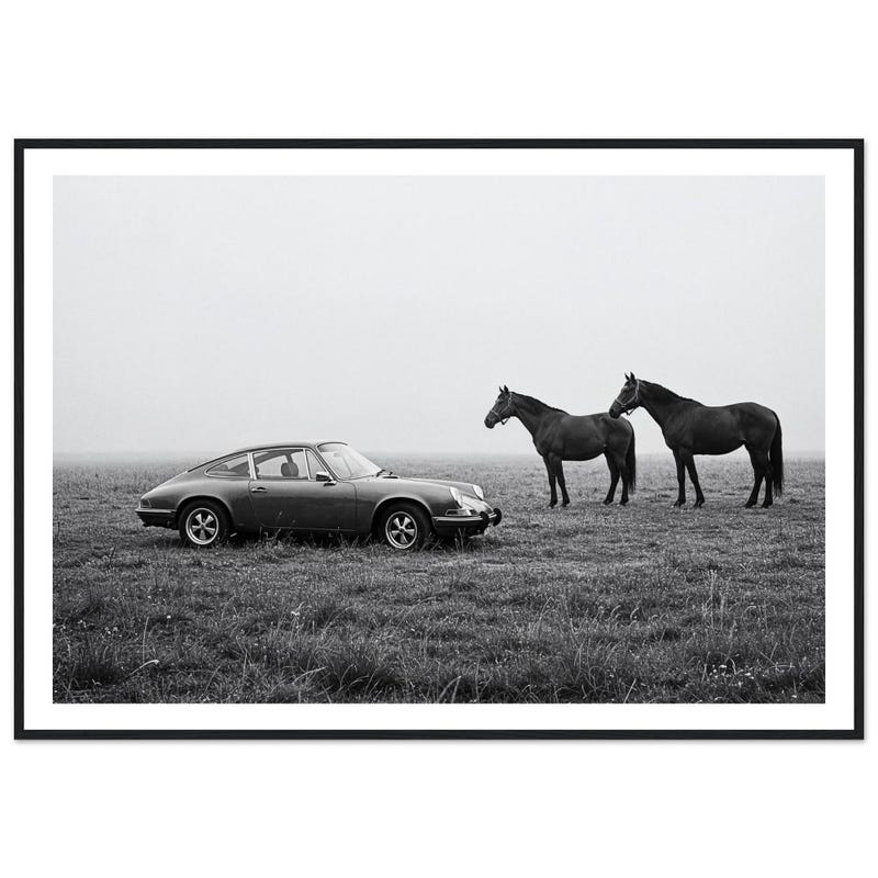 Vintage Car and Horses - Etsy