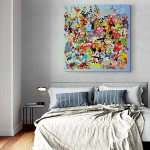 Abstract Disney Cartoon Characters Canvas Wall Art - Fun and Playful ...