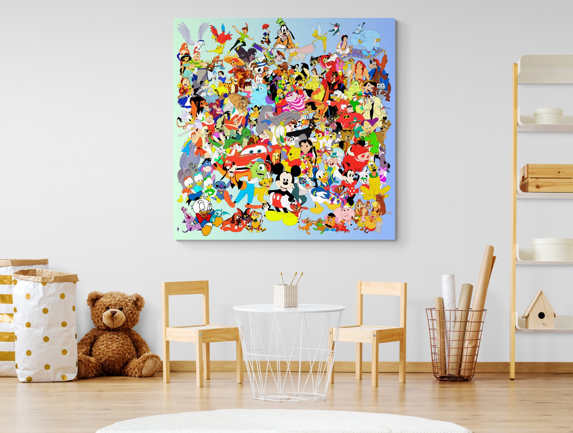 Abstract Disney Cartoon Characters Canvas Wall Art Fun and - Etsy