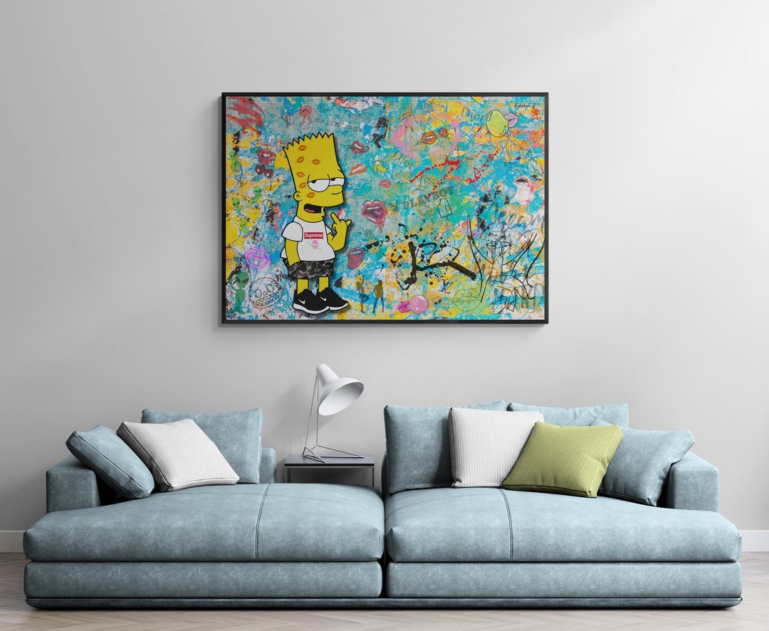 Graffiti Style Simpsons Cartoon Mixed Media Poster Wall Art Colorful ...