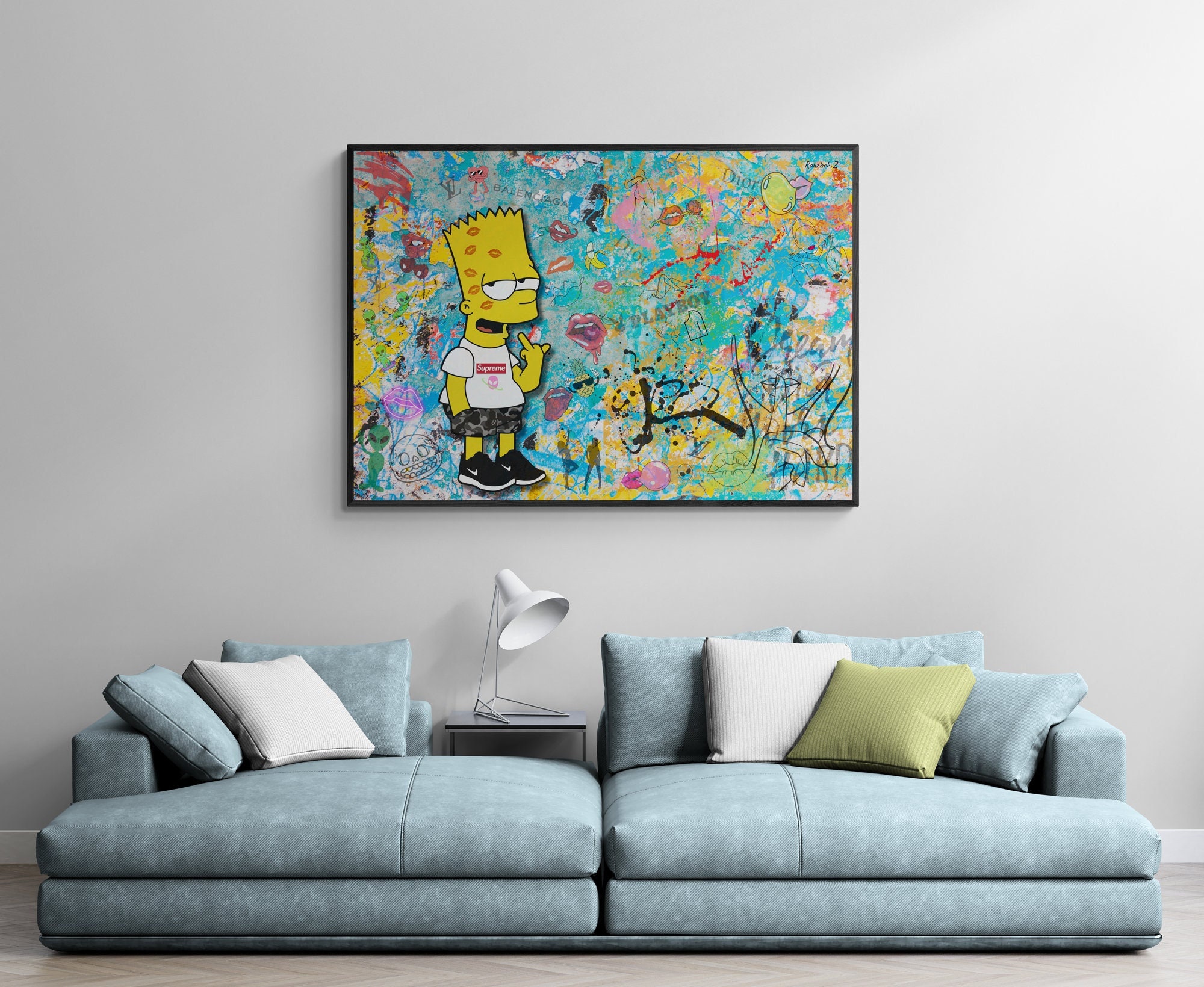 Graffiti Style Simpsons Cartoon Mixed Media Poster Wall Art Colorful ...