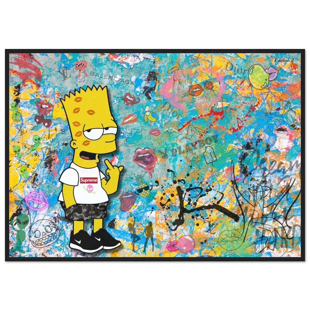 Graffiti Style Simpsons Cartoon Mixed Media Poster Wall Art Colorful ...