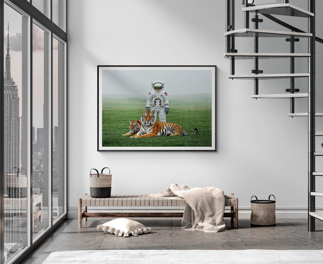 Astronaut and Tigers Fine Art Print - Cosmic Safari Wall Art - Surreal ...