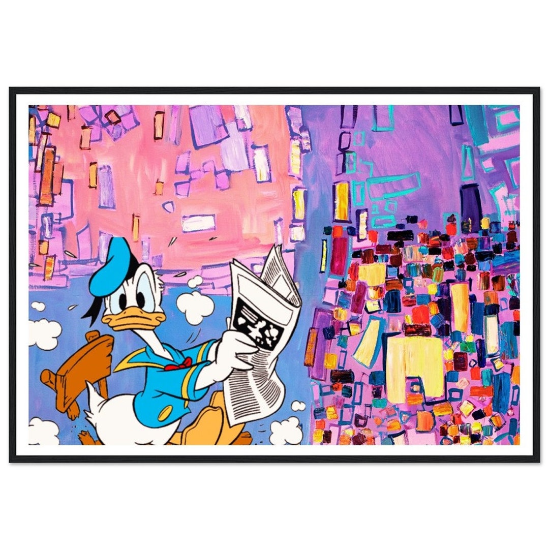 Fine Art Donald Duck Abstract Cartoon Poster Wall Art Print - Colorful ...