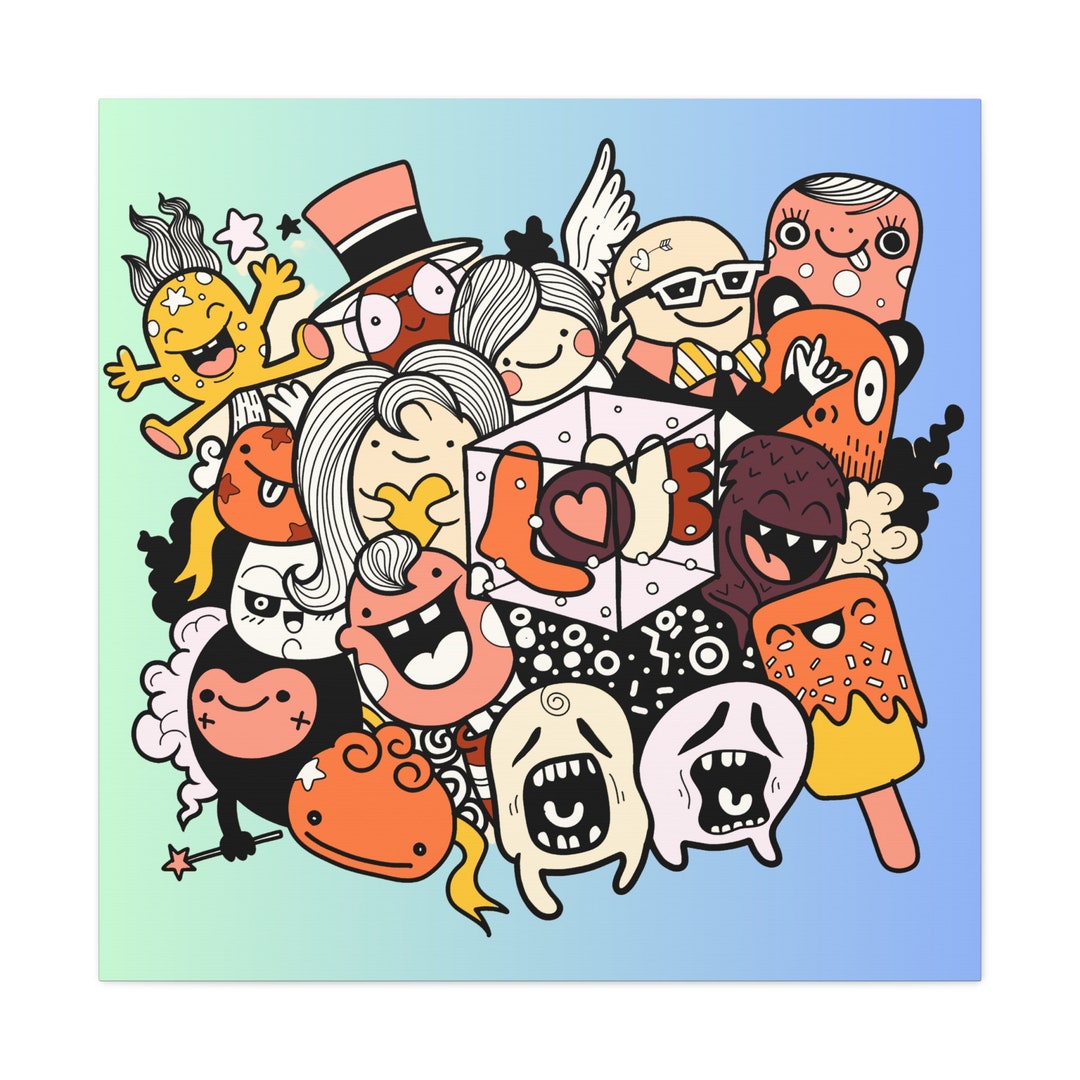 Comic Pop Art Funny Monster Cartoon Canvas Wall Art - Colorful Pop Art ...