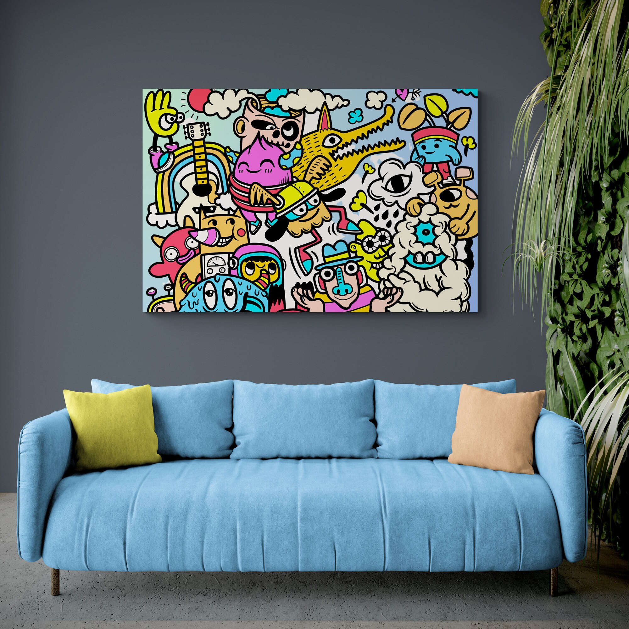 Colorful Comic Cartoon Characters Wall Art Colorful Cartoon - Etsy