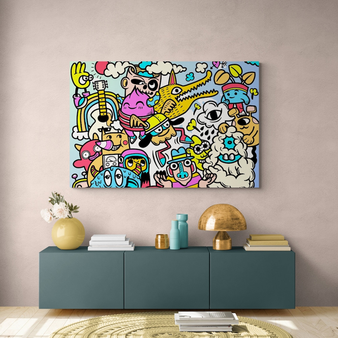 Colorful Comic Cartoon Characters Wall Art Colorful Cartoon - Etsy