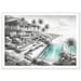 Fine Art Coastal Villa Architectural Drawing - Framed Fine Art - Luxury ...