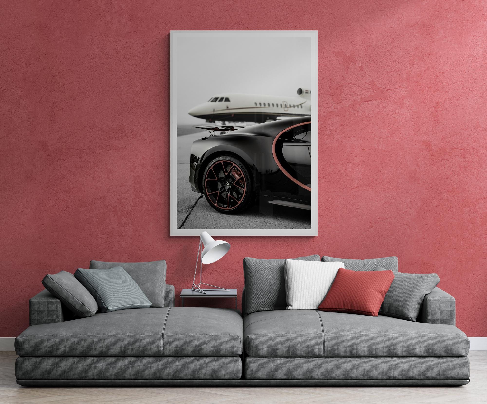 Fine Art Bugatti Supercar and Private Jet Print - Framed Fine Art ...