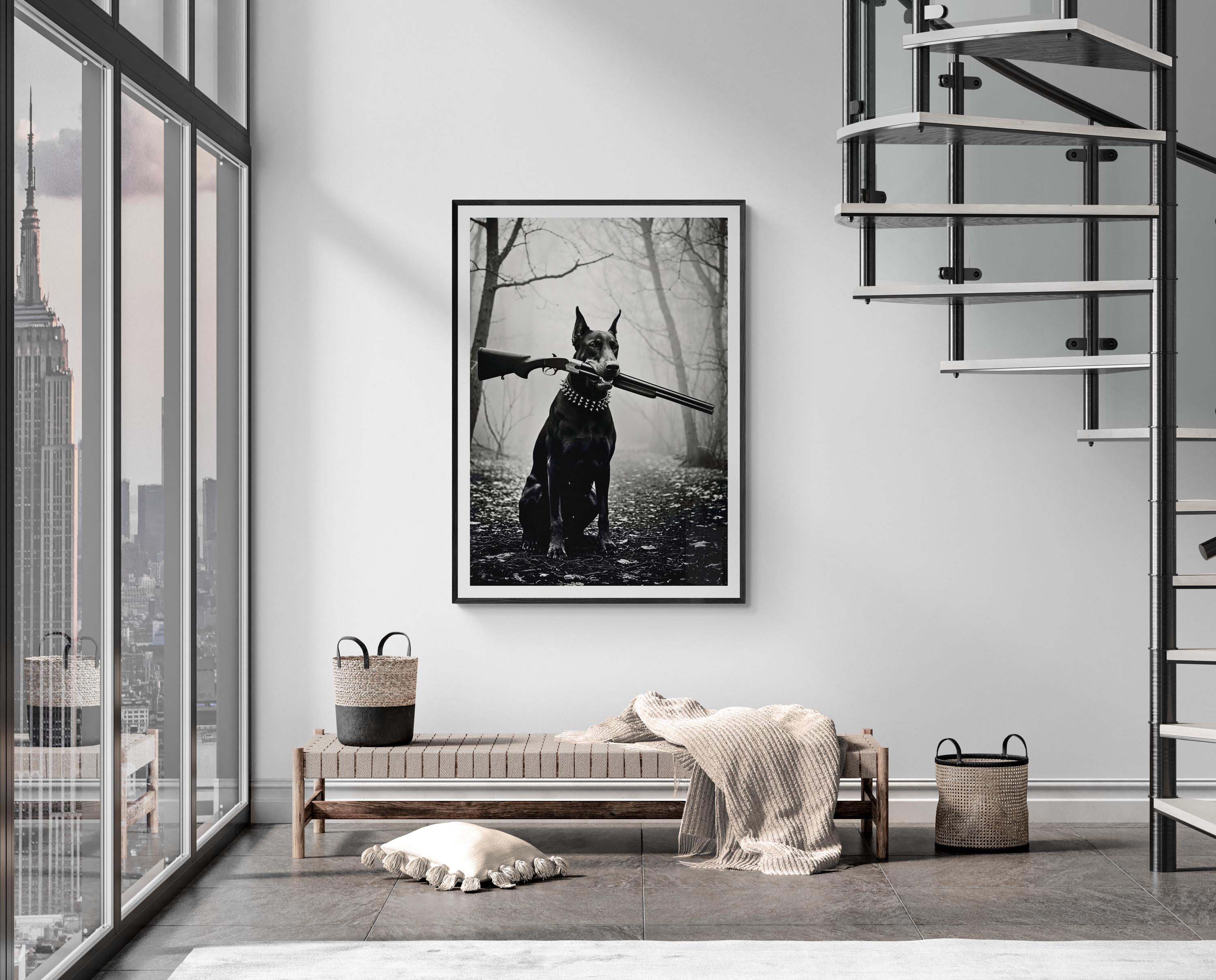 Fine Art Doberman With Gun Print - Black and White Framed Photography ...