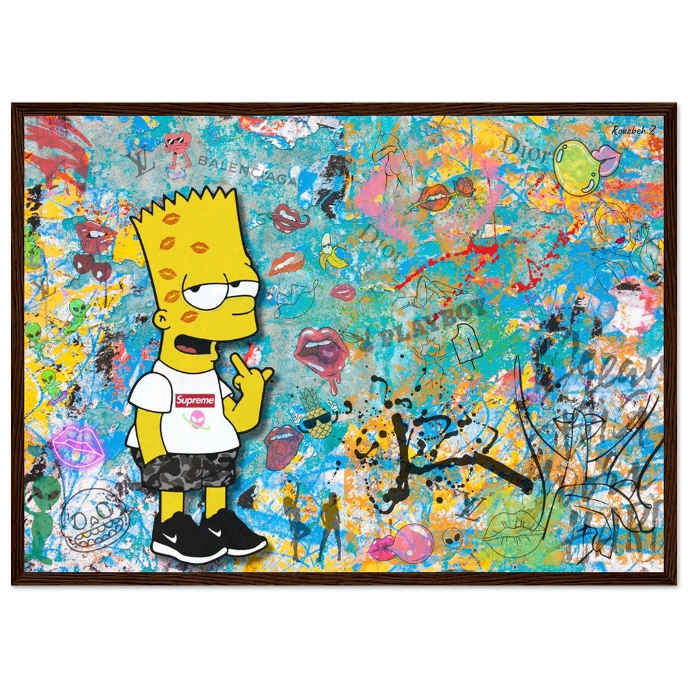 Graffiti Style Simpsons Cartoon Mixed Media Poster Wall Art Colorful ...