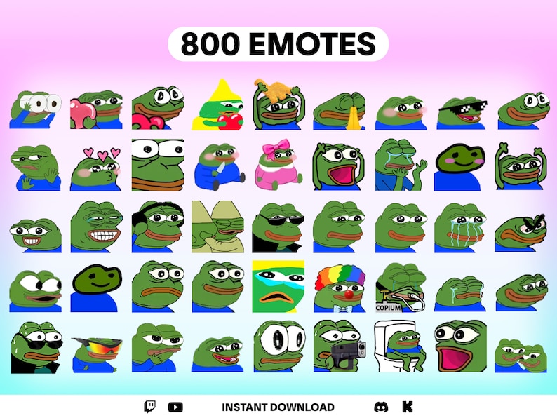 800 Pepe Emotes Pack Animated and Static Peepo Donk Twitch Youtube ...