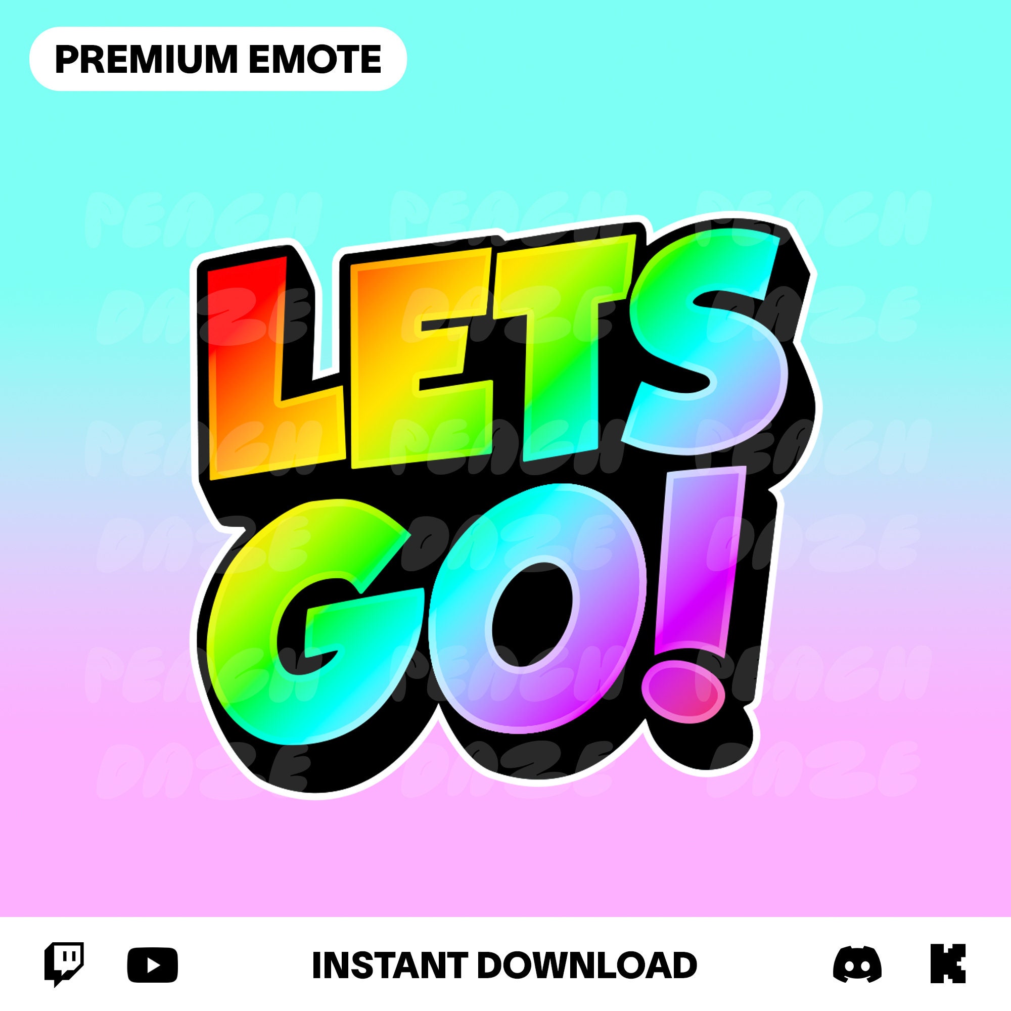 LETS GO Emote - Twitch Emote | Stream Discord Good Game Emotes Rainbow ...