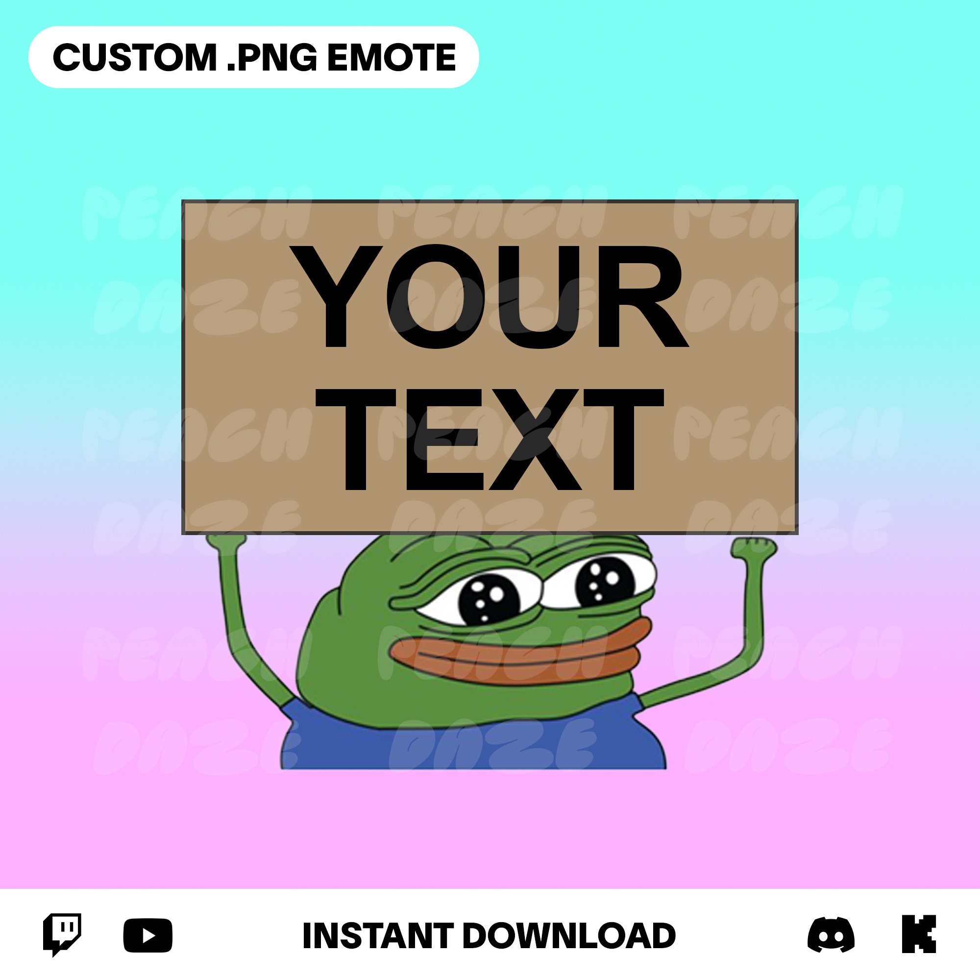 Custom Peepo Sign Twitch Emote Pepe the Frog Meme Kick Discord Youtube ...