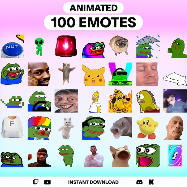 100 Animated Emotes Pack for Twitch, Youtube and Discord Twitch - Etsy