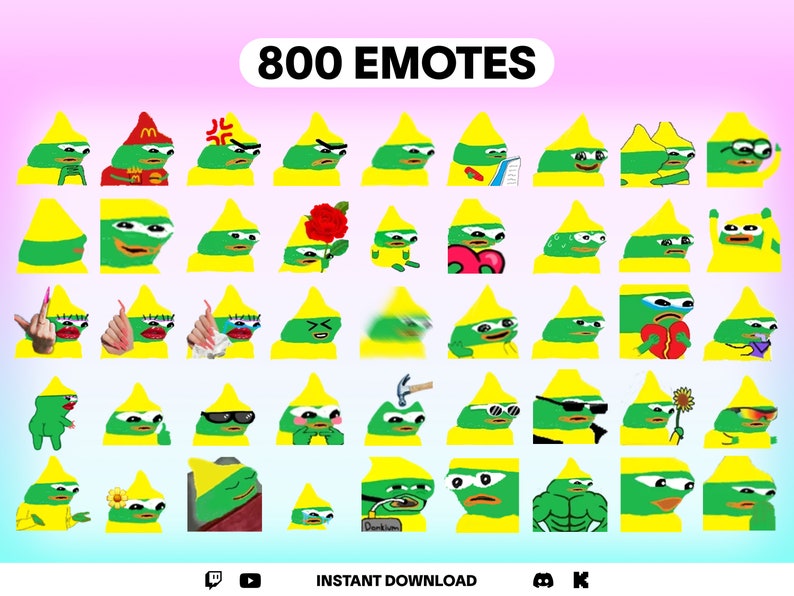 800 Pepe Emotes Pack for Twitch Youtube Discord Kick Animated Emotes ...