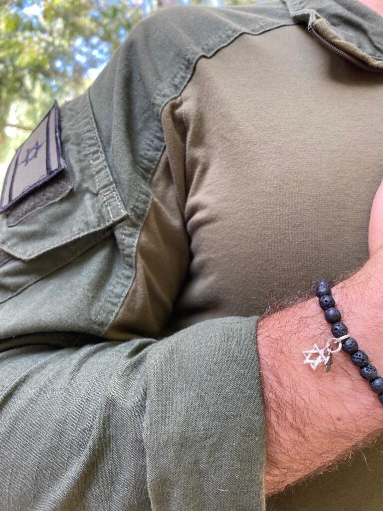 Silver Star of David Bracelet. Lava Stone Magen David With Hamsa ...