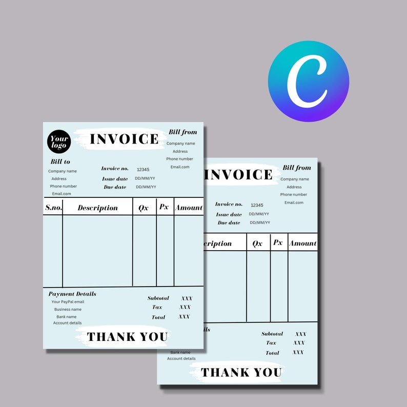 Invoice Templatereceipt Template Invoice Template Editable - Etsy
