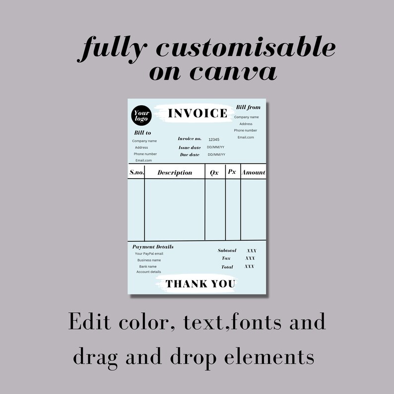 Invoice Templatereceipt Template Invoice Template Editable - Etsy