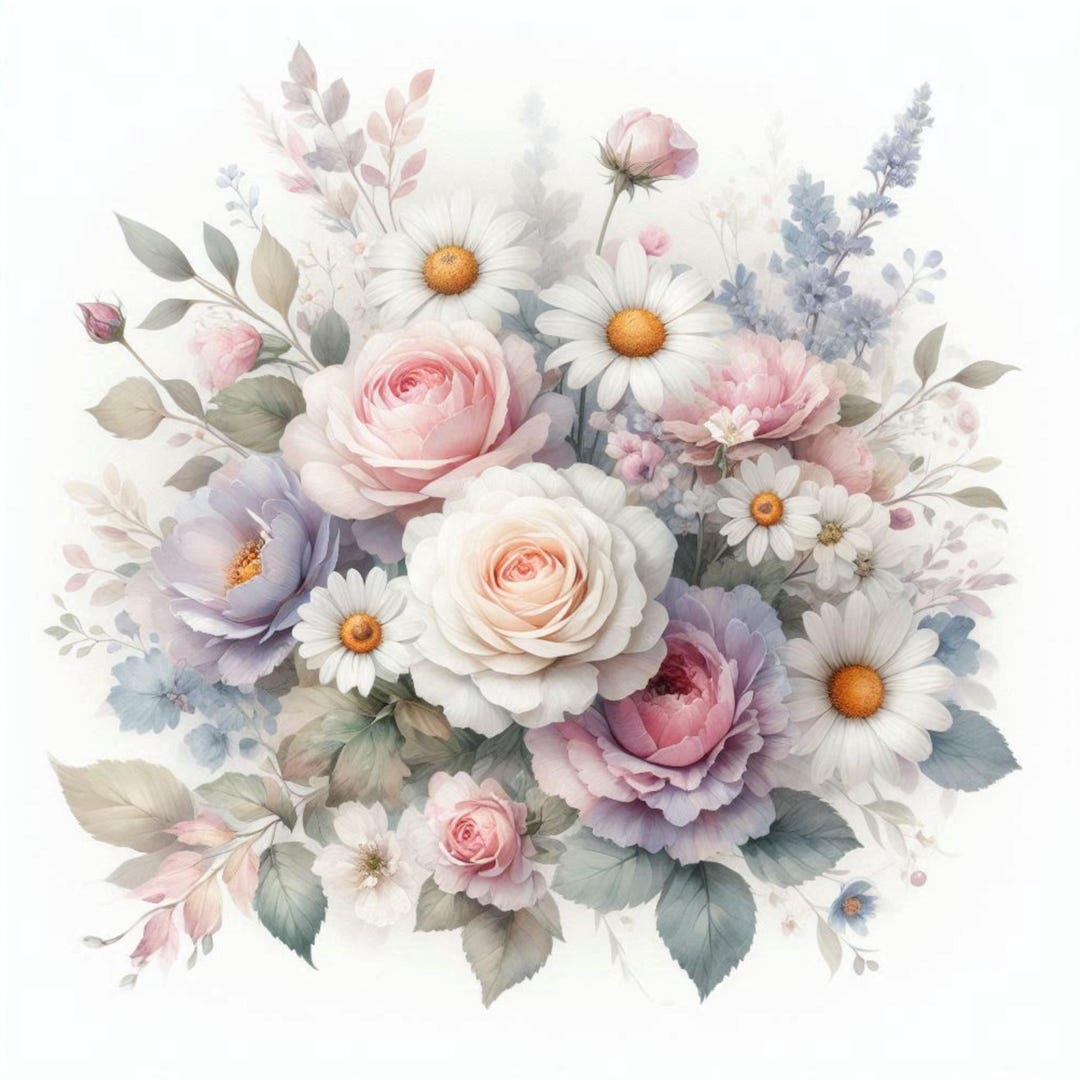 Shabby Chic Flowers Clip Art Bundle 10 High Res Watercolour Jpgs for ...