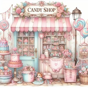 Shabby Chic Candy Shop Clip Art Bundle 10 Watercolour Jpgs Junk Journal ...