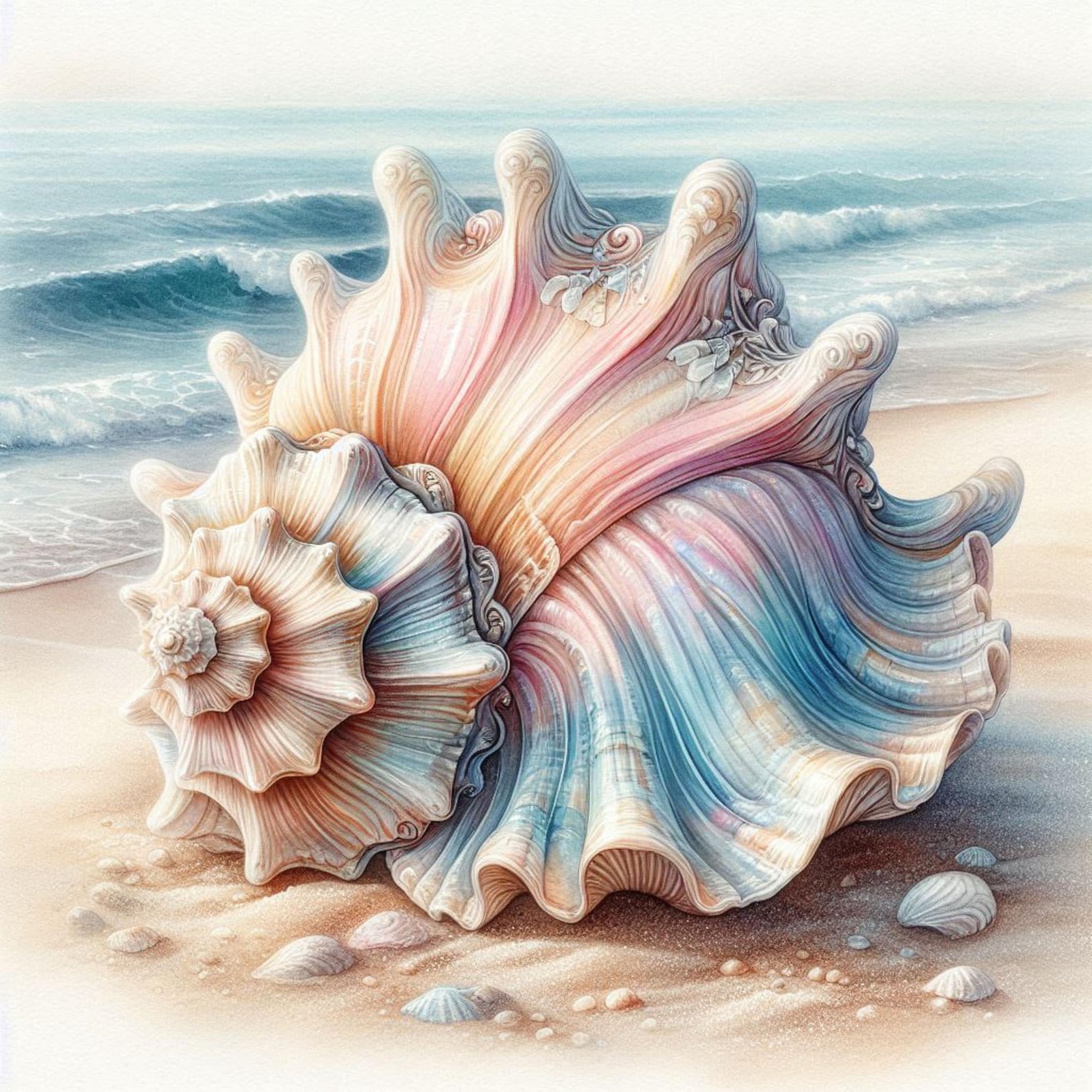 Shabby Chic Sea Shell Clip Art Bundle 10 Watercolour Jpgs Junk Journal ...